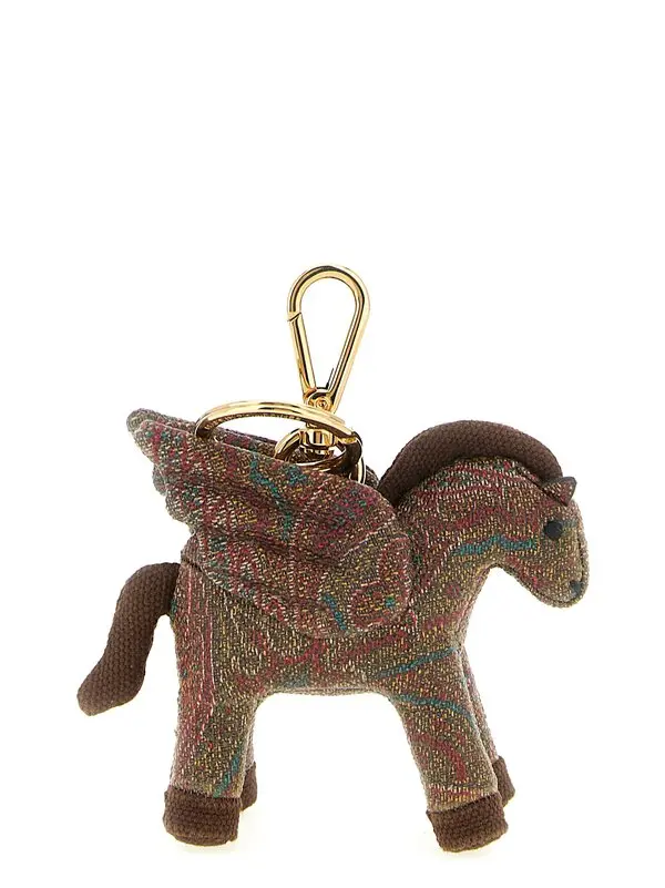 Etro Pegaso Keyring - Brown