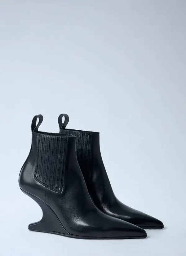 Rick Owens Leather Wedge Ankle Boots