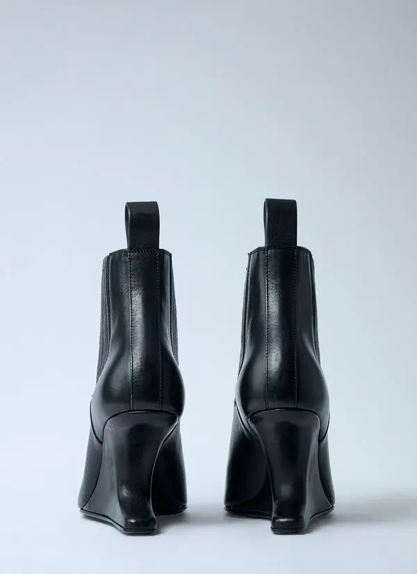 Rick Owens Leather Wedge Ankle Boots
