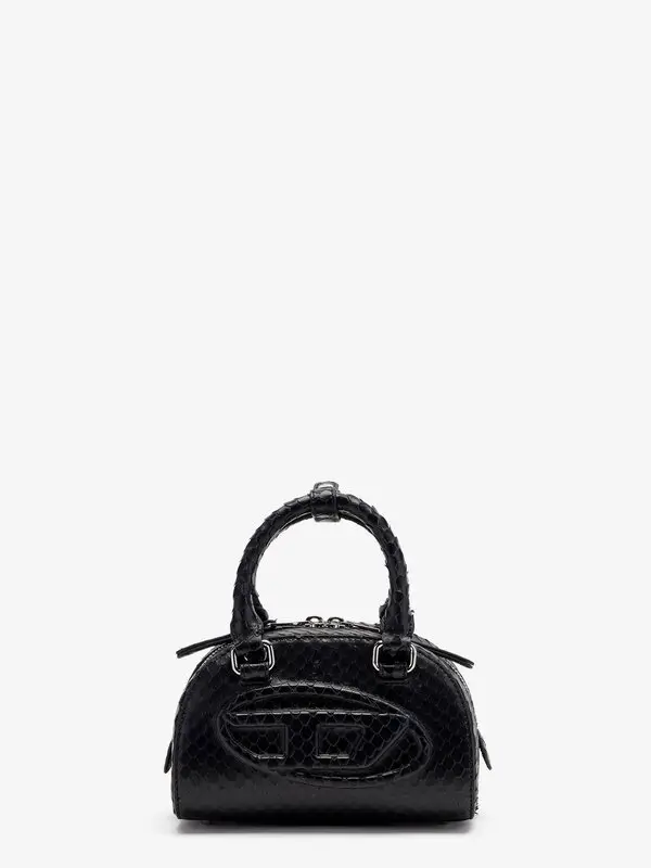 DIESEL® 1dr Dome Python Leather Crossbody Bag - Black