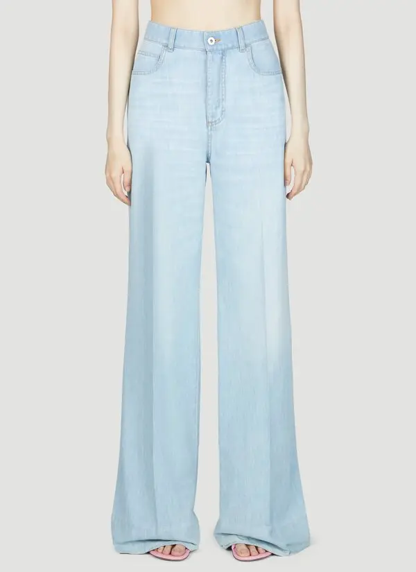 Bottega Veneta Wide Leg Jeans In Light Wash - Blue