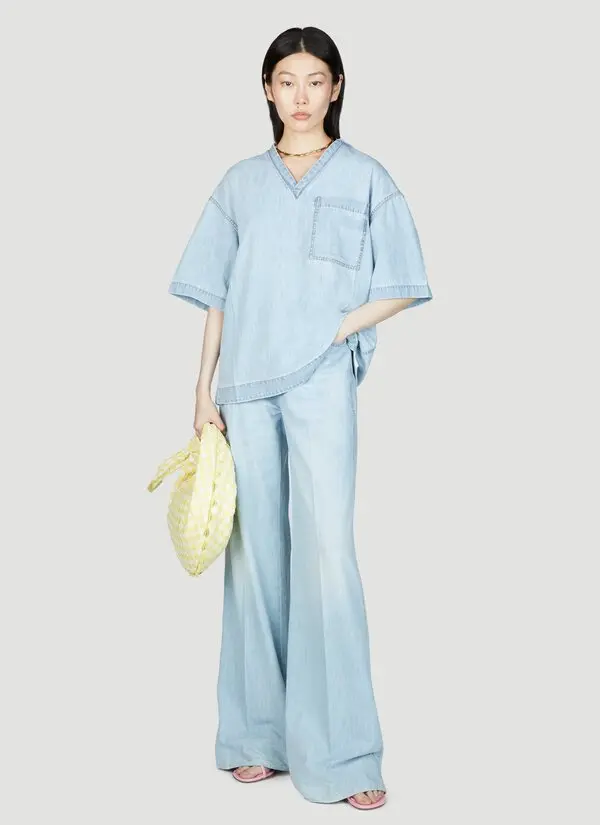 Bottega Veneta Wide Leg Jeans In Light Wash - Blue
