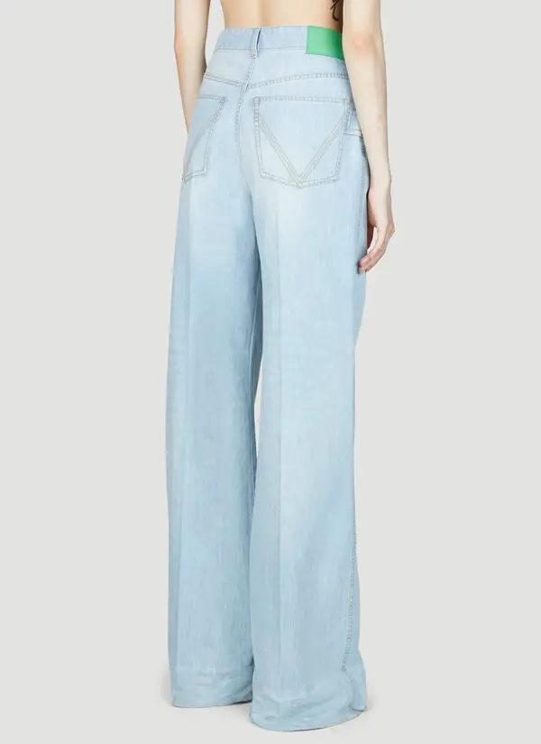 Bottega Veneta Wide Leg Jeans In Light Wash - Blue