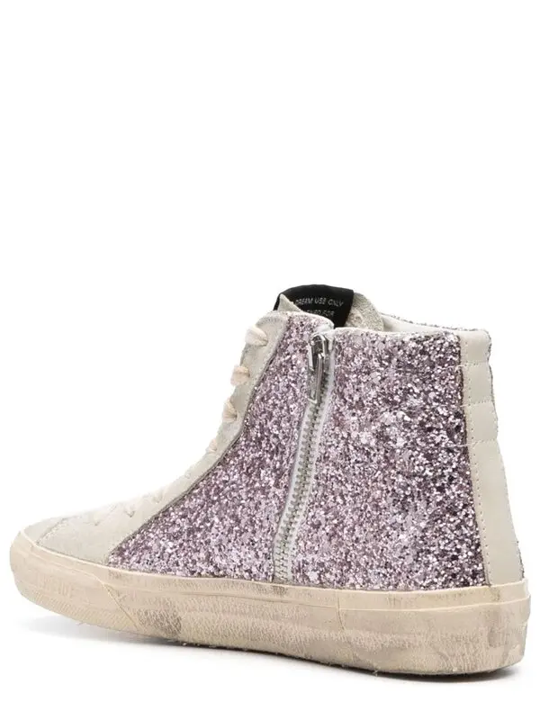 GOLDEN GOOSE Glitter High Top Sneakers With Side Zip