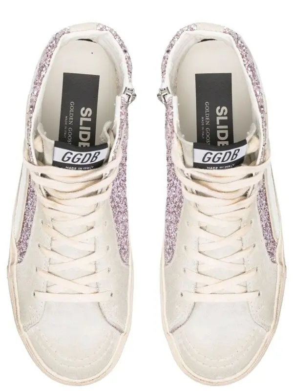 GOLDEN GOOSE Glitter High Top Sneakers With Side Zip