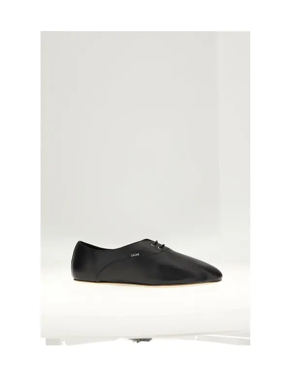 Celine Lace-up Flat Shoes - Black
