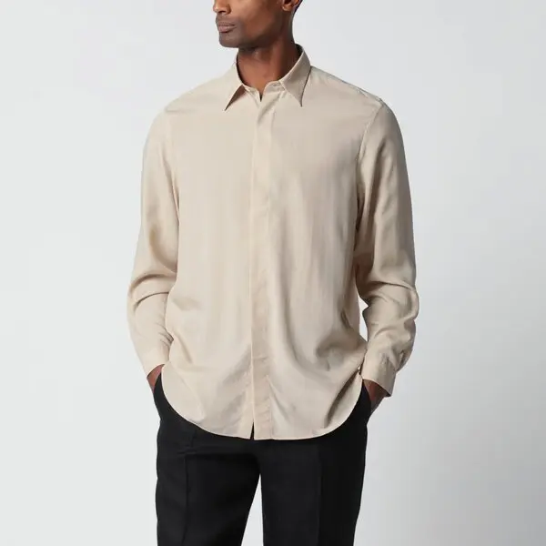LARDINI Beige Linen-blend Shirt