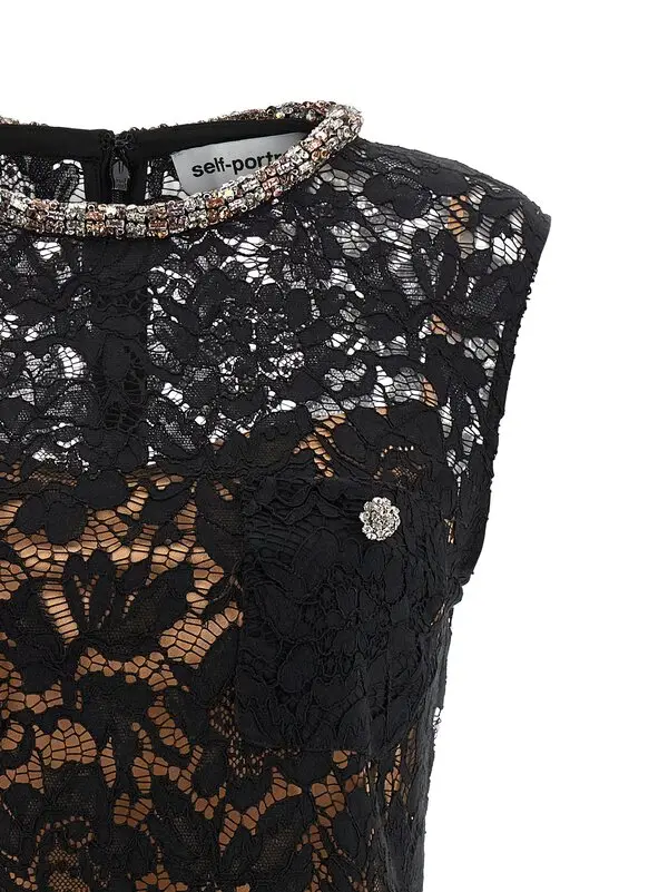 SELF-PORTRAIT Lace Crystal Mini Dress