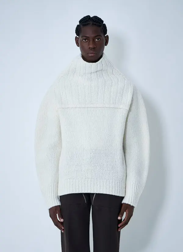 Dries Van Noten Highneck Wool Sweater With Contrast Stitching