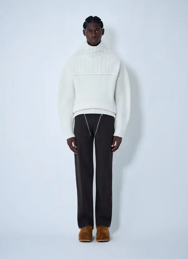 Dries Van Noten Highneck Wool Sweater With Contrast Stitching