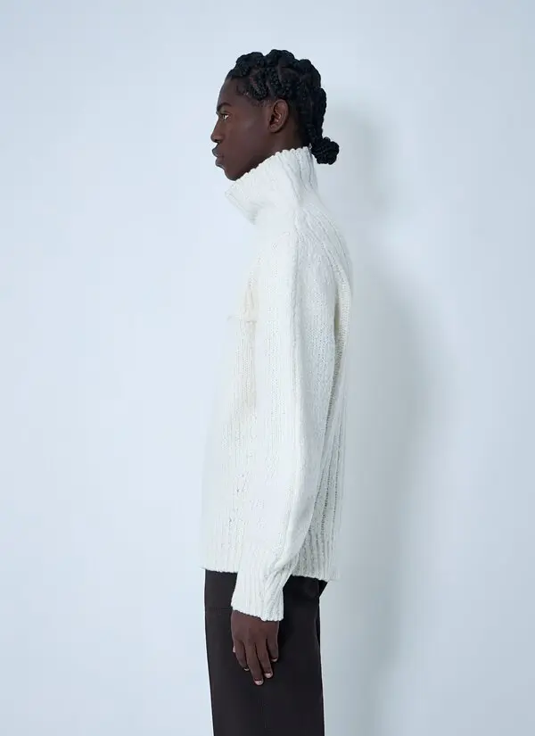 Dries Van Noten Highneck Wool Sweater With Contrast Stitching