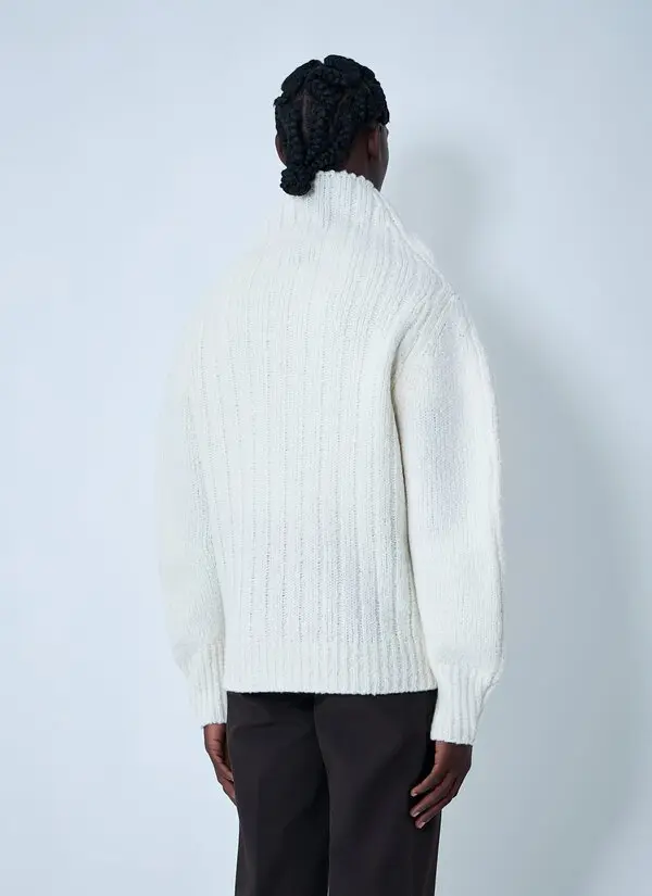 Dries Van Noten Highneck Wool Sweater With Contrast Stitching