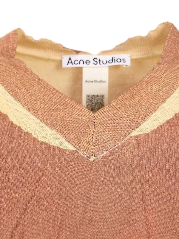 Acne Studios Long Sleeve Crumpled V-neck Sweater With Button Detail