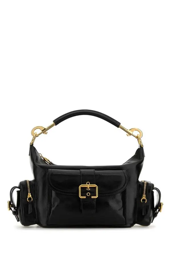 Chloé Leather Camera Bag With Golden Metal Finishing - Black