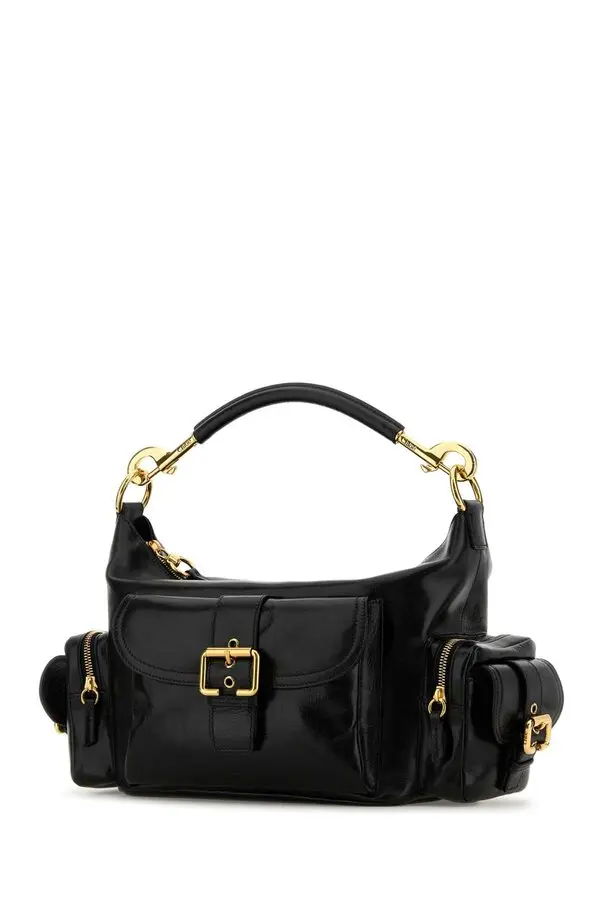 Chloé Leather Camera Bag With Golden Metal Finishing - Black