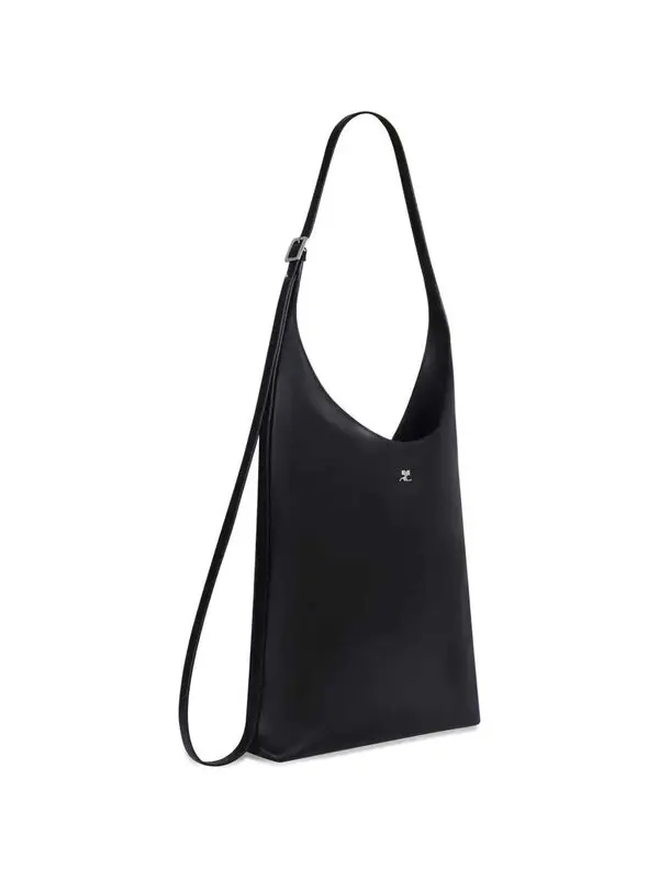COURREGES Large Melt Tote Bag With Logo Plaque - Black