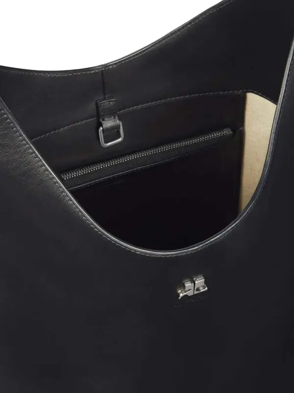 COURREGES Large Melt Tote Bag With Logo Plaque - Black
