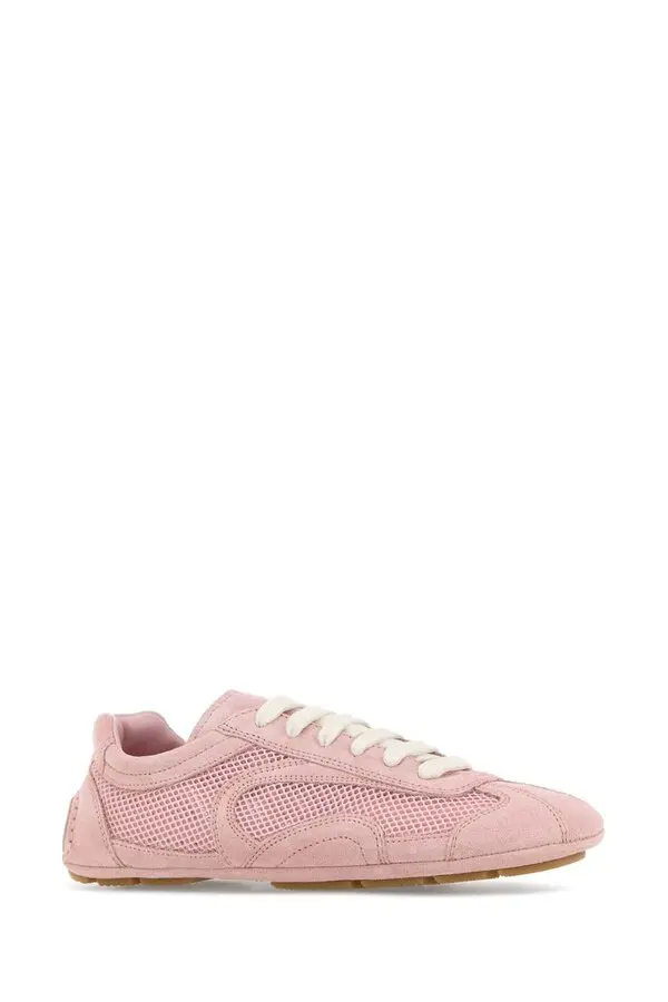 Prada Montecarlo Suede And Mesh Sneakers - Pink