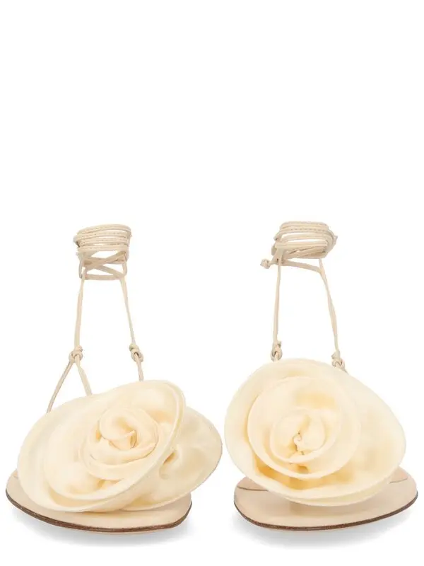 Magda Butrym Sandal With Silk Flower - Cream