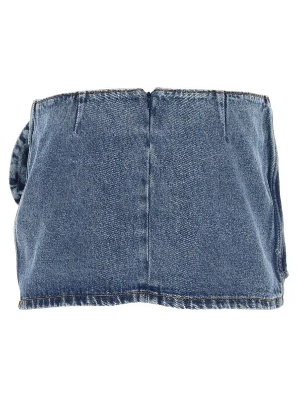Magda Butrym Denim Mini Skirt With Rose Detail - Blue