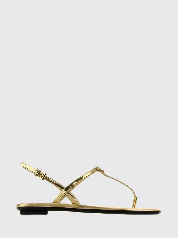 Prada Flat Sandal With Tone Accents - Gold