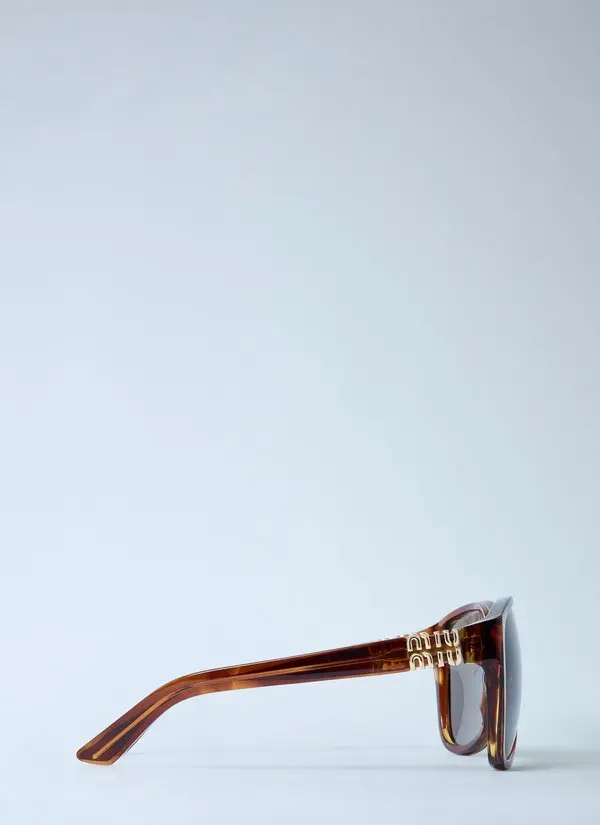 Miu Miu Square Sunglasses With Logo Hinges
