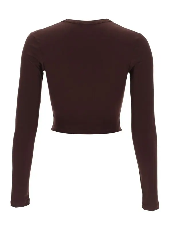 JIL SANDER Cropped Long Sleeve Top With Logo - Brown