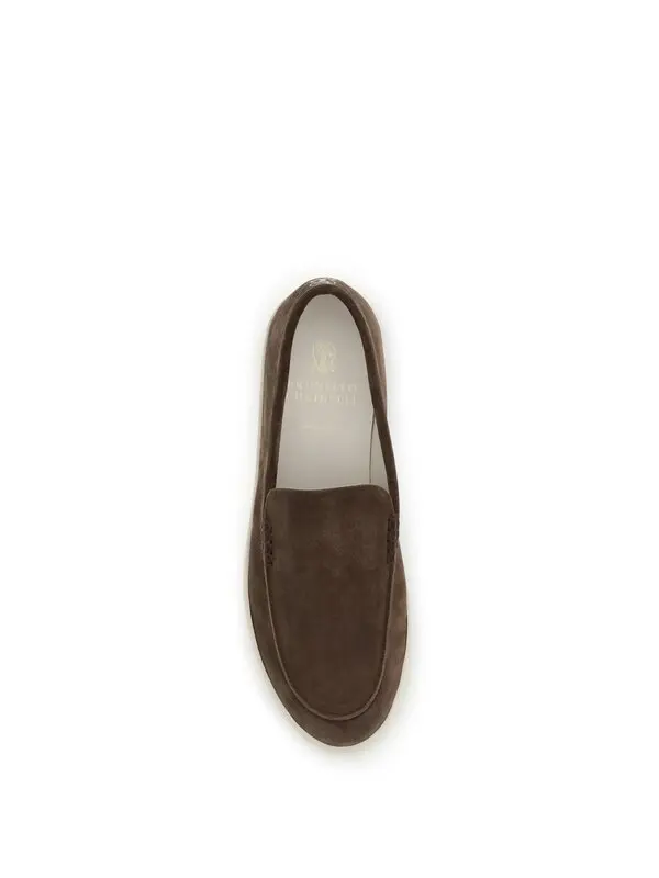 Brunello Cucinelli Suede Slip-on Loafers - Brown