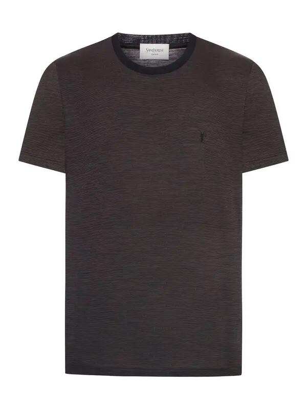 Saint Laurent Cassandre T-shirt In Striped Wool - Multicolor