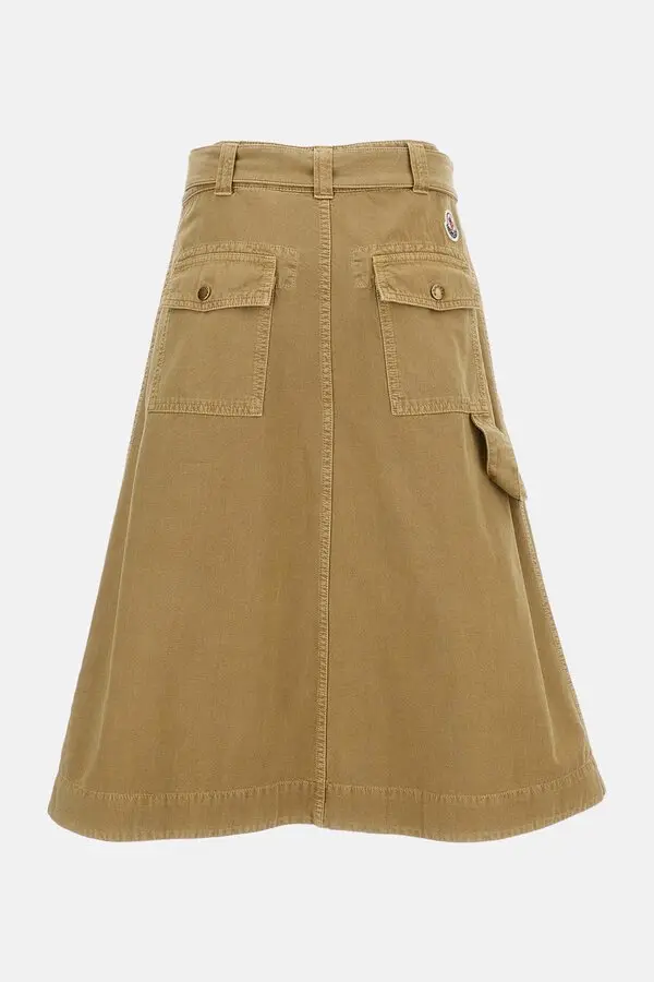 Moncler Cotton Midi Skirt With Belt - Multicolor