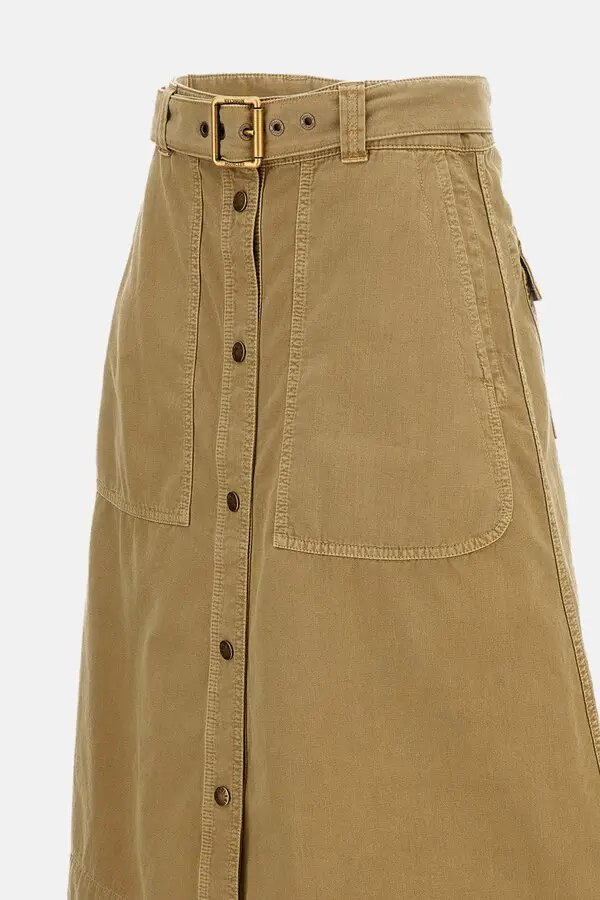 Moncler Cotton Midi Skirt With Belt - Multicolor