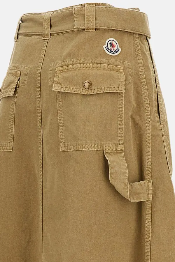 Moncler Cotton Midi Skirt With Belt - Multicolor