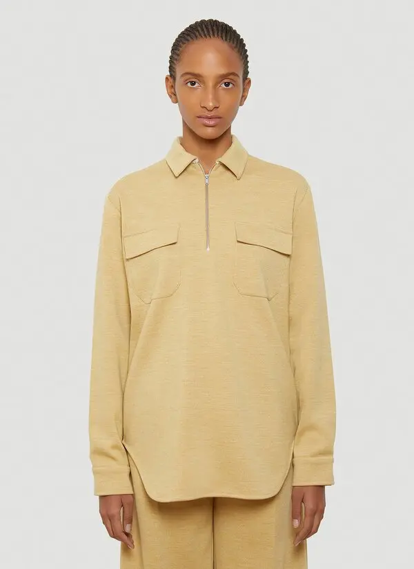 JIL SANDER Half-zip Wool Shirt - Yellow