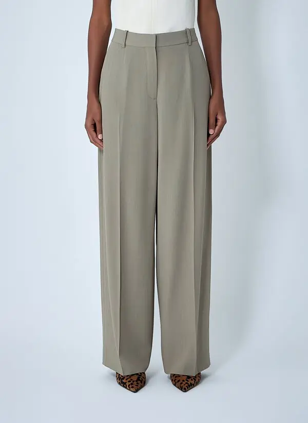 TOTEME Wide-leg Wool-blend Pants - Cream