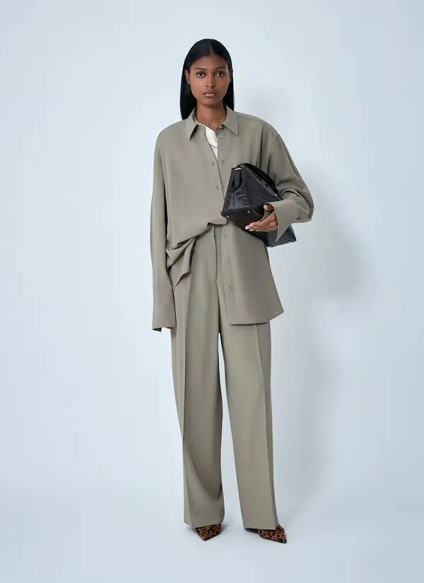 TOTEME Wide-leg Wool-blend Pants - Cream