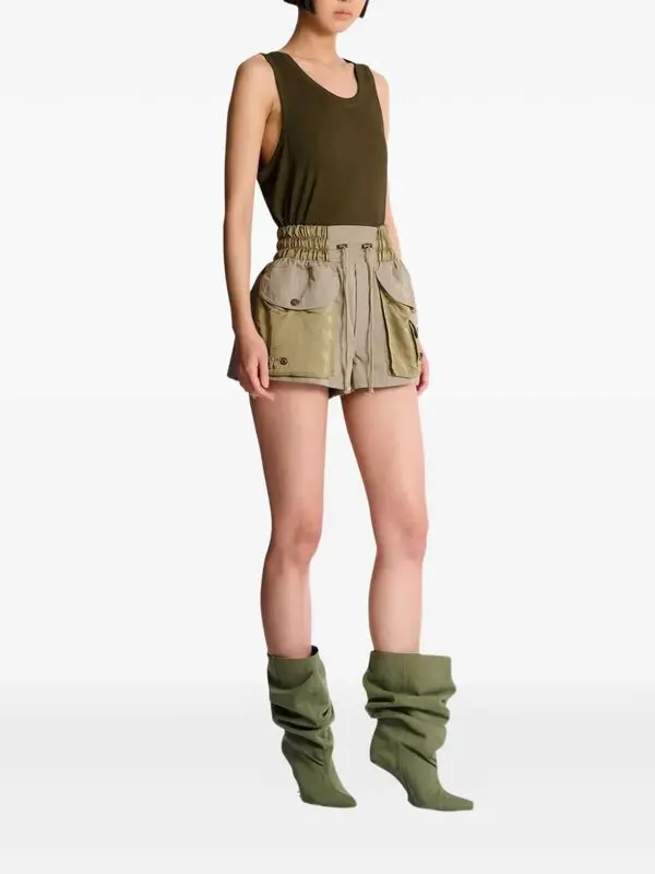 Balmain Elasticated Waist Cargo Shorts - Green