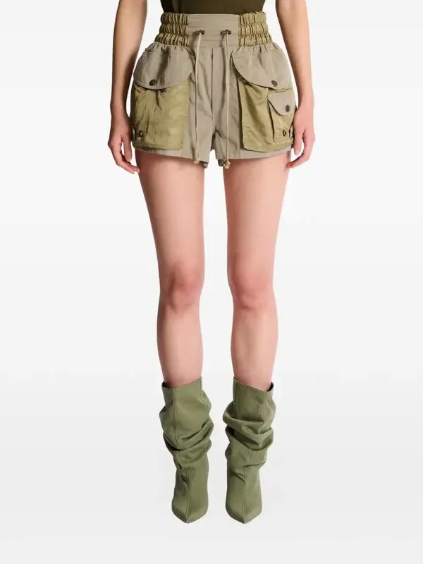 Balmain Elasticated Waist Cargo Shorts - Green