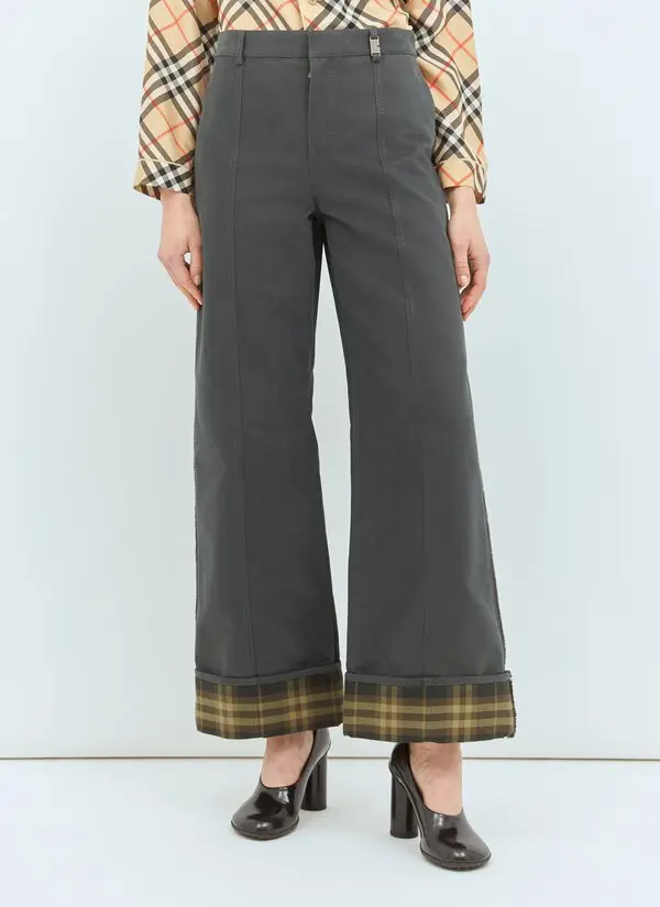 Burberry Check Cuffs Cotton-blend Pants