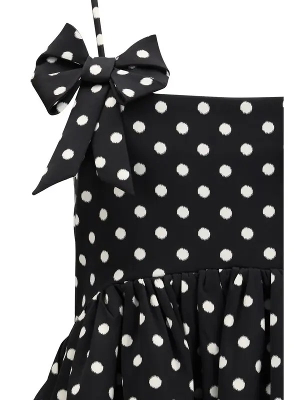 GANNI Polka-dot Satin Mini Dress With Bow Detail