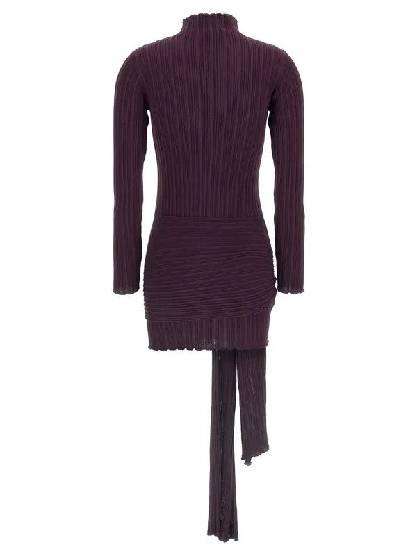 Giuseppe Di Morabito Jewel Brooch Ribbed Mini Dress