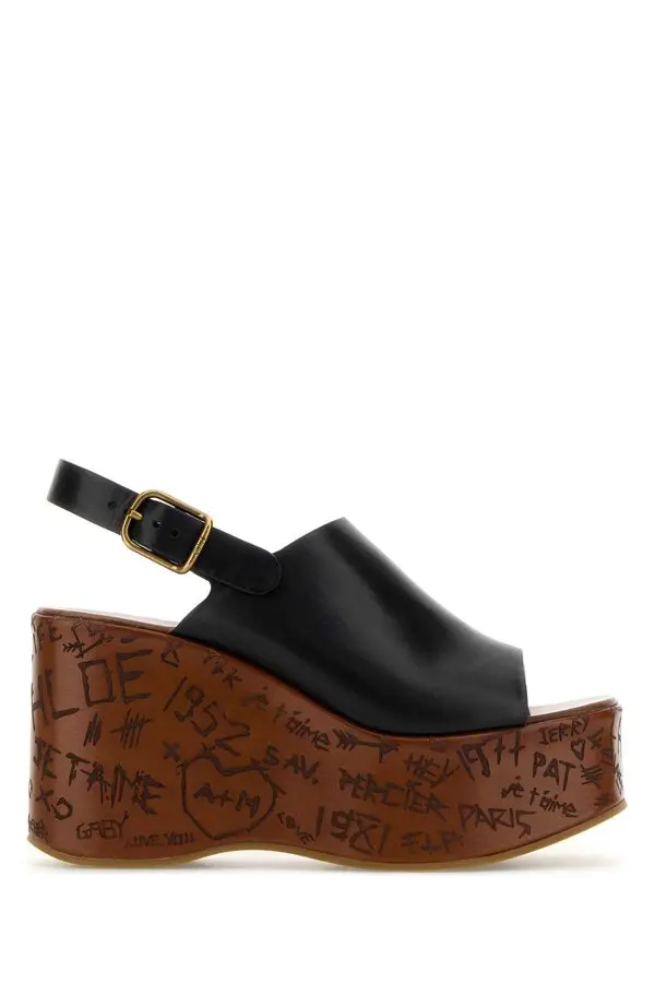 Chloé Leather Maxime Wedges - Black