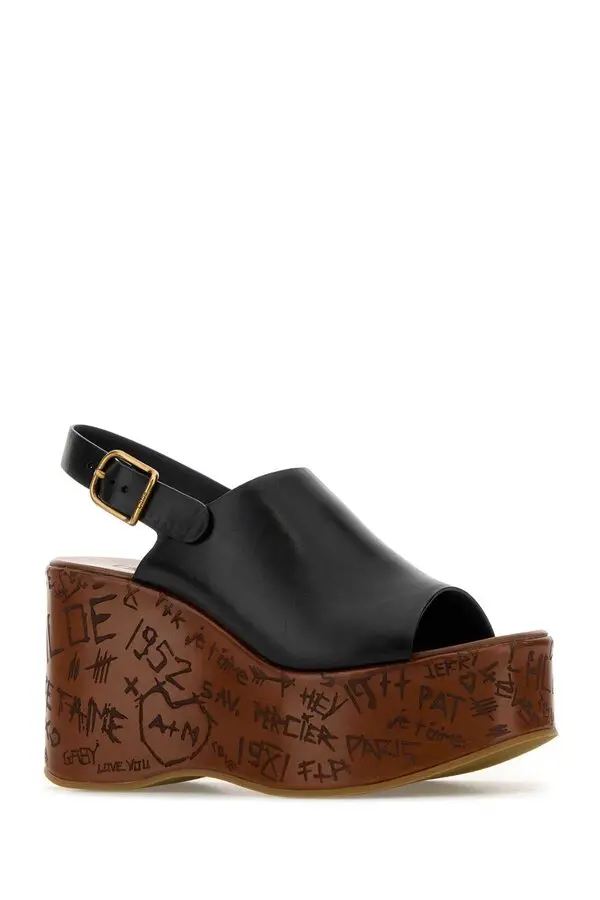 Chloé Leather Maxime Wedges - Black