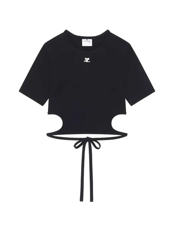 COURREGES Cotton Cut-out T-shirt - Black