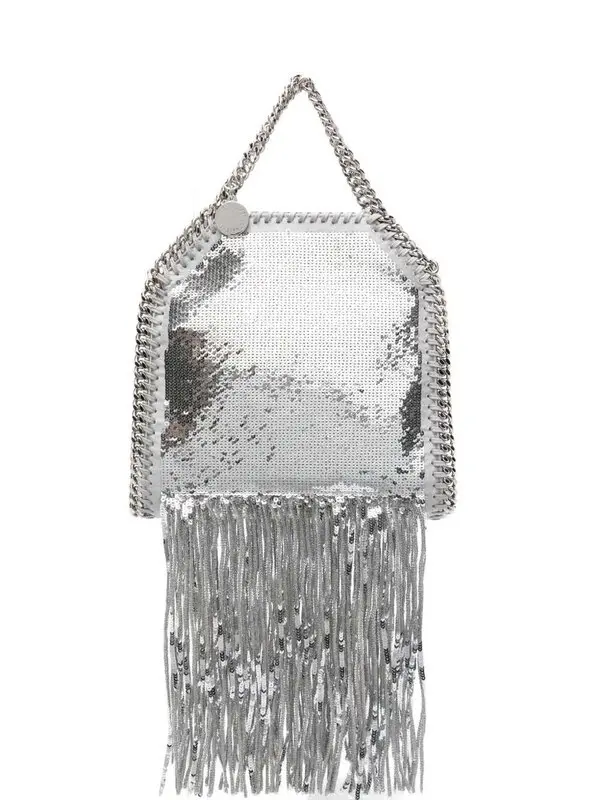 Stella McCartney Falabella Mini Tote Bag With Fringe - Silver