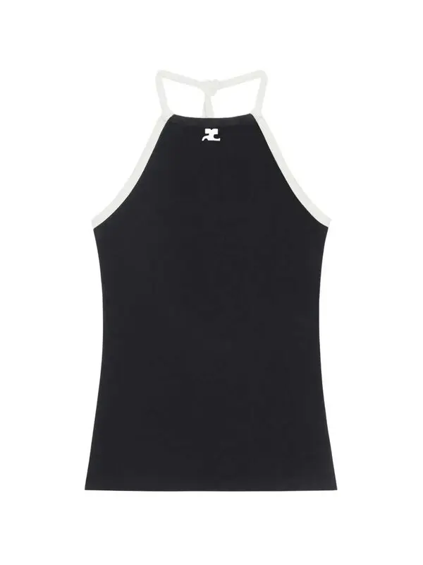 COURREGES Halter Neck Tank Top With Knot Closure - Black