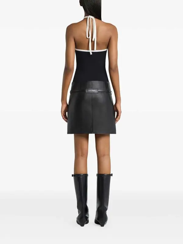 COURREGES Halter Neck Tank Top With Knot Closure - Black