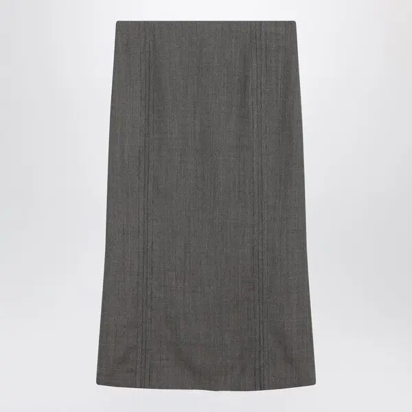 MAISON MARGIELA Patterned Wool Midi Skirt - Brown