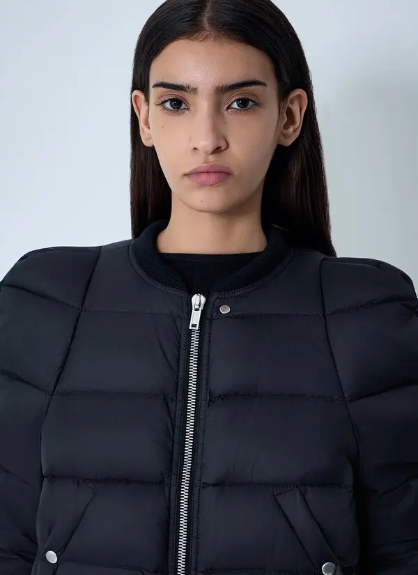 Rick Owens Duvet Bomber Coat With Knitted Trims