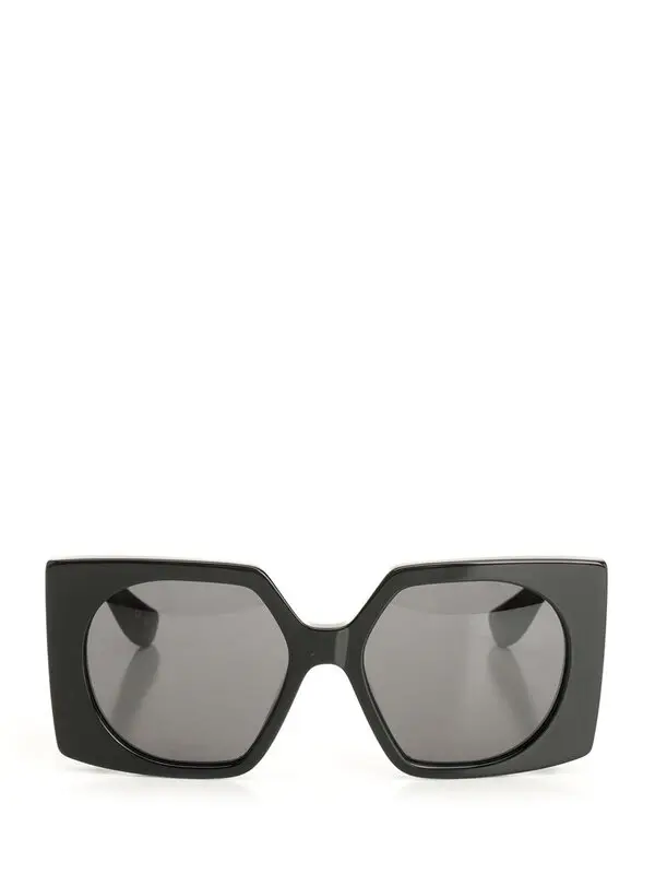 Valentino Garavani Square Frame Sunglasses With Gold Vlogo - Black