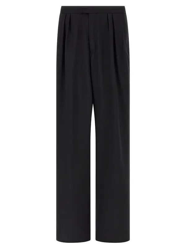 Dries Van Noten Pleated Wide-leg Wool And Mohair Blend Trousers - Black